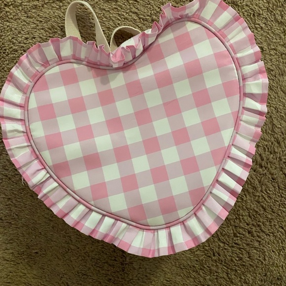 Bags | Nylon Pink Gingham Ruffle Mini Backpack | Poshmark